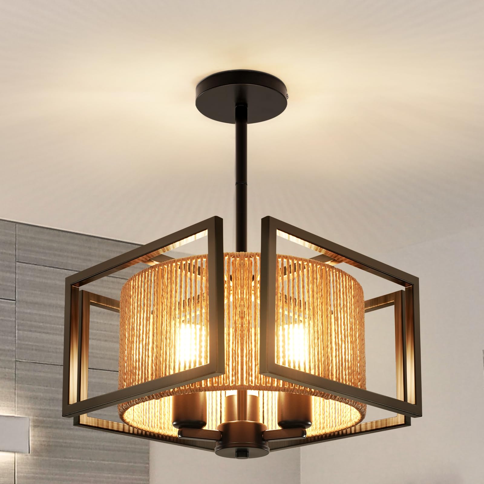 Modern Ceiling Light Fixture, 3 Light Semi Flush Mount Ceiling Light ...