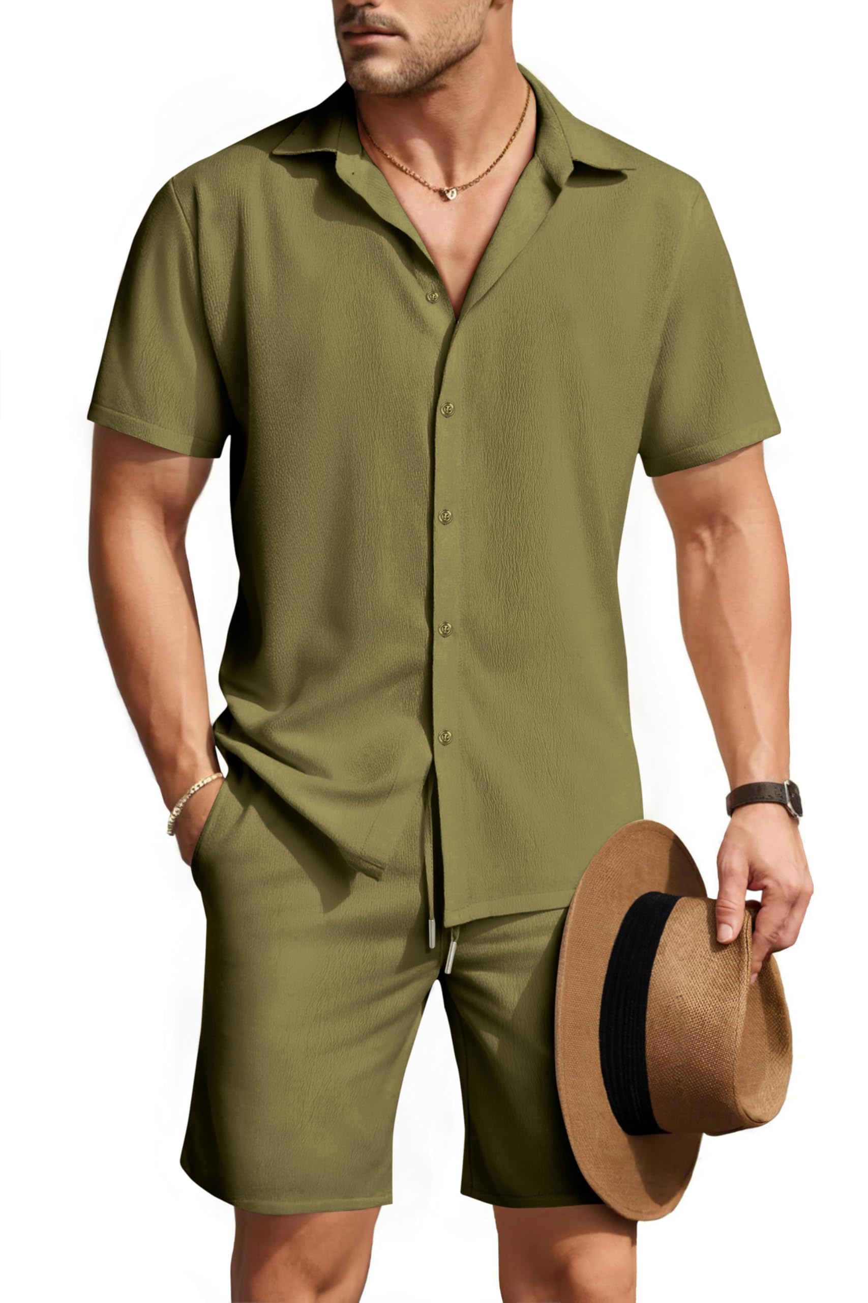 GINGTTO Mens Vacation Outfits 2 Piece Set Matching Short Sets for Men Beach Summer Outfit Mix ...