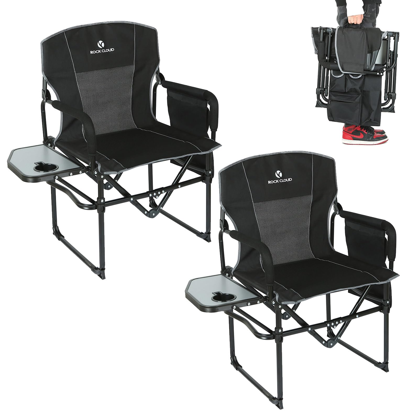 ROCK CLOUD 2 Pack Folding Camping Chair with Storage Pocket and Side ...