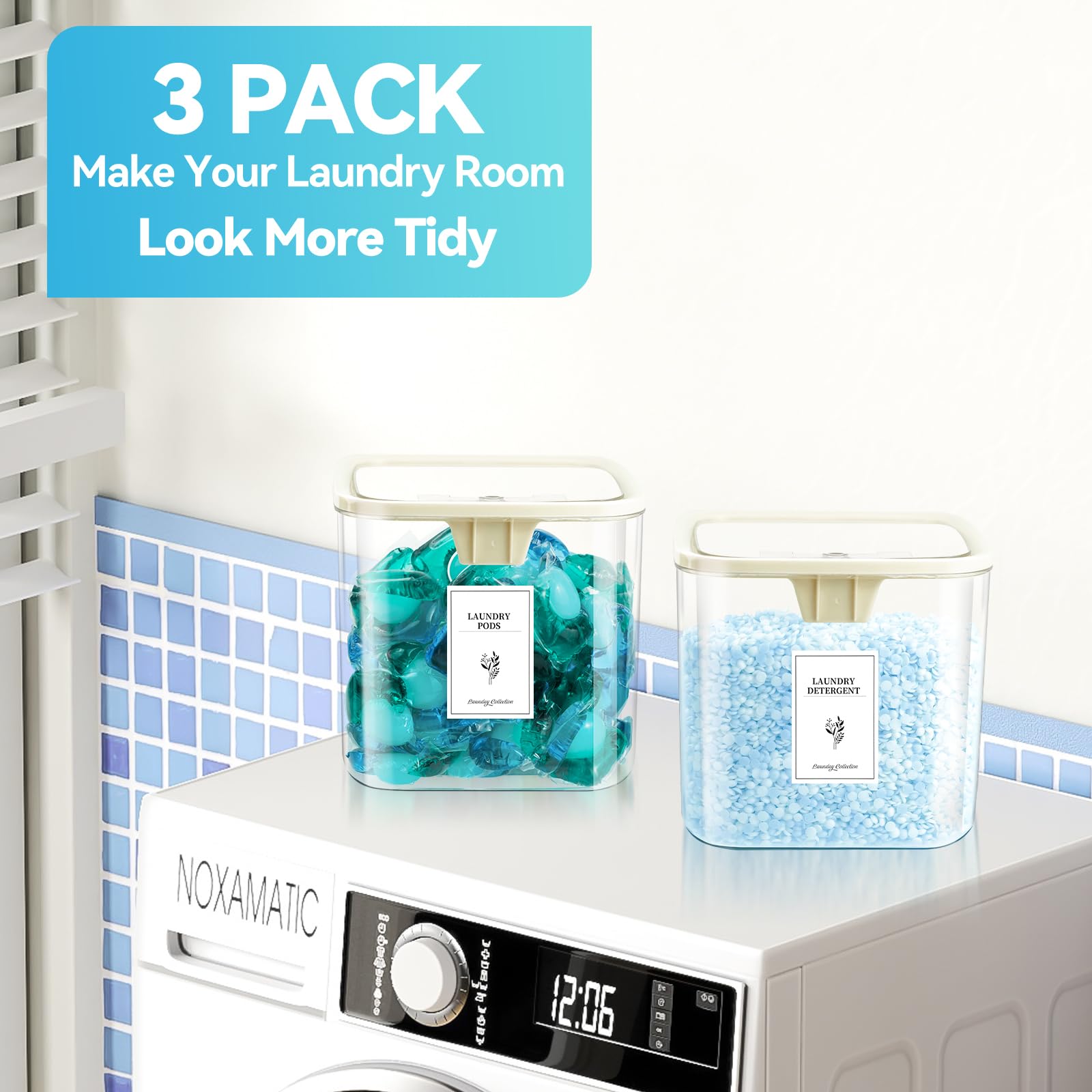 XMBecc 3 Pack Dryer Sheet and Laundry Pods Container for Room ...