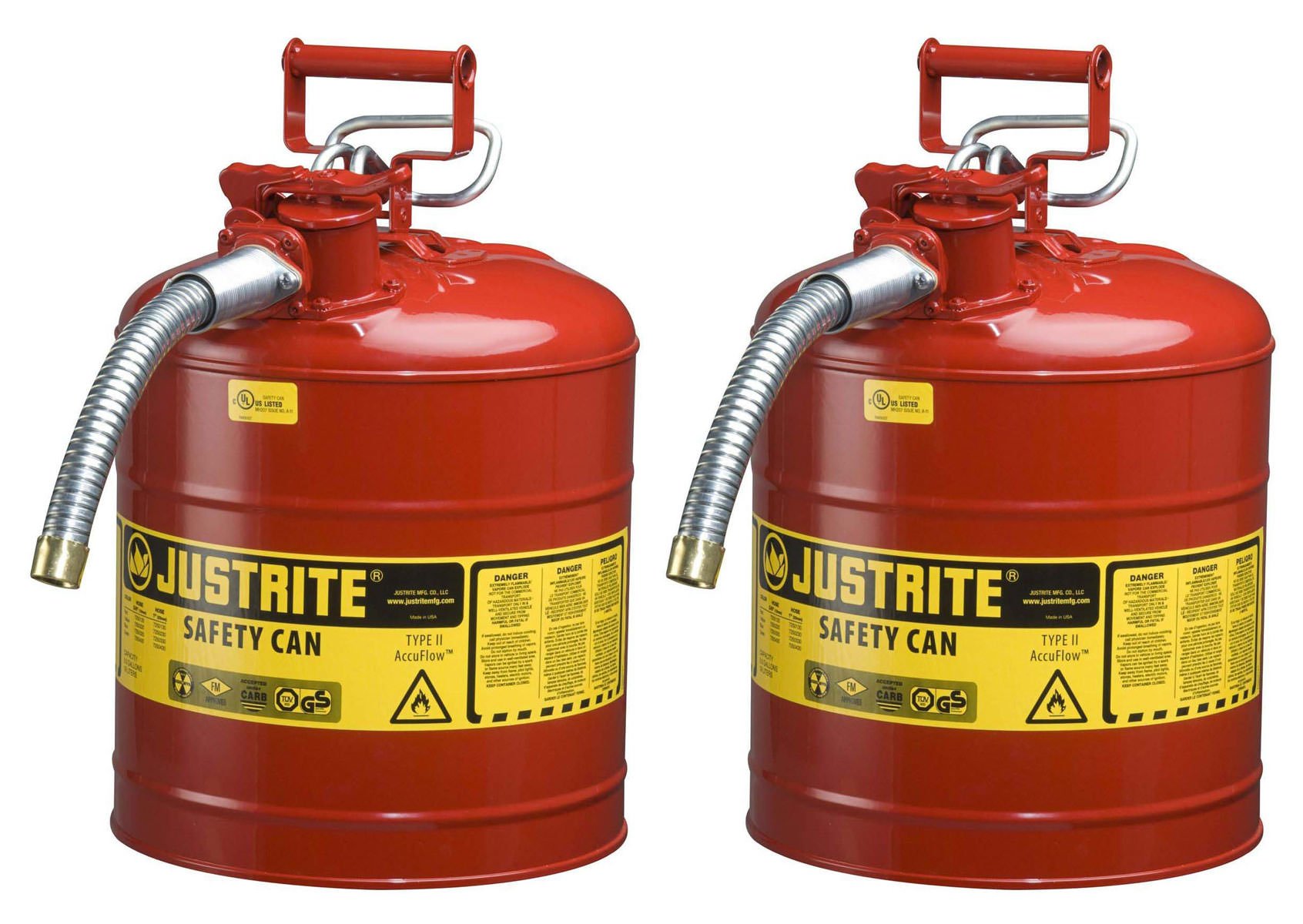 Buy Justrite 7250130 Galvanized Steel, AccuFlow Type II Red Safety Can ...