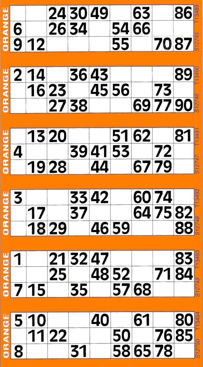 Jumbo Bingo Tickets pads 6 to view (Orange): Amazon.co.uk: Toys & Games