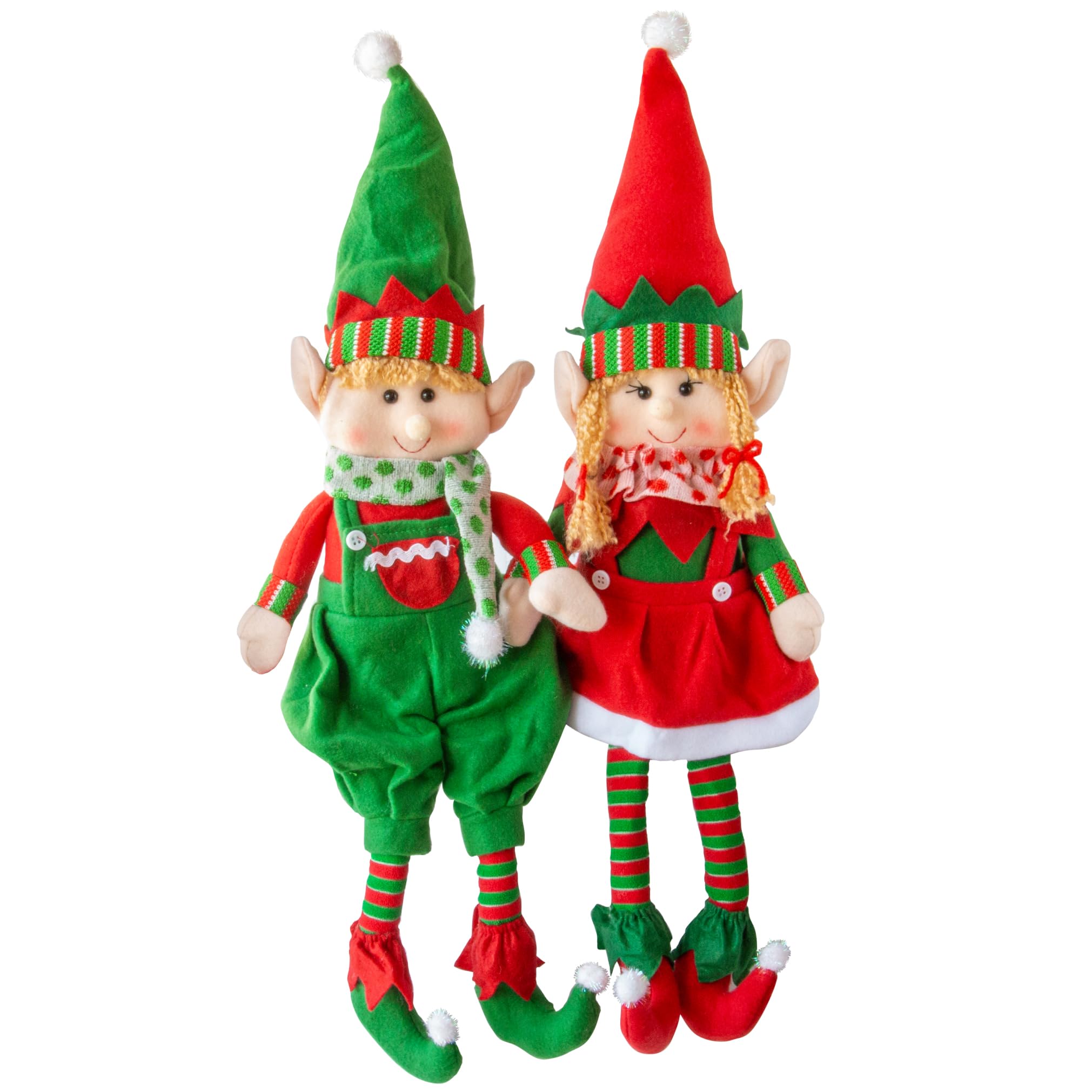 Elf Plush Christmas Stuffed Dolls, Set of 2 - 18" Boy and Girl Elves ...