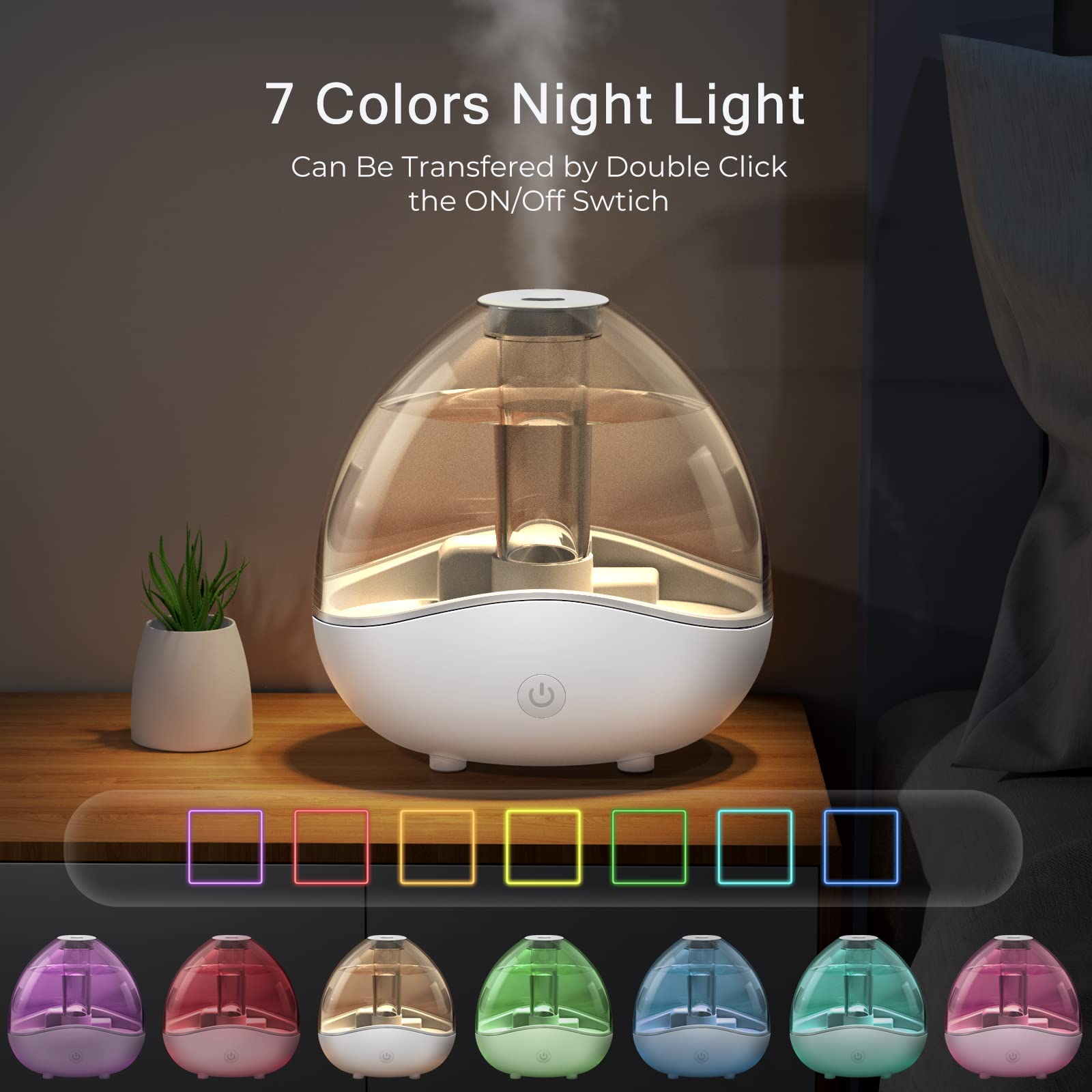 Cool Mist Humidifiers for Bedroom Large Room, Baby Humidifier with ...