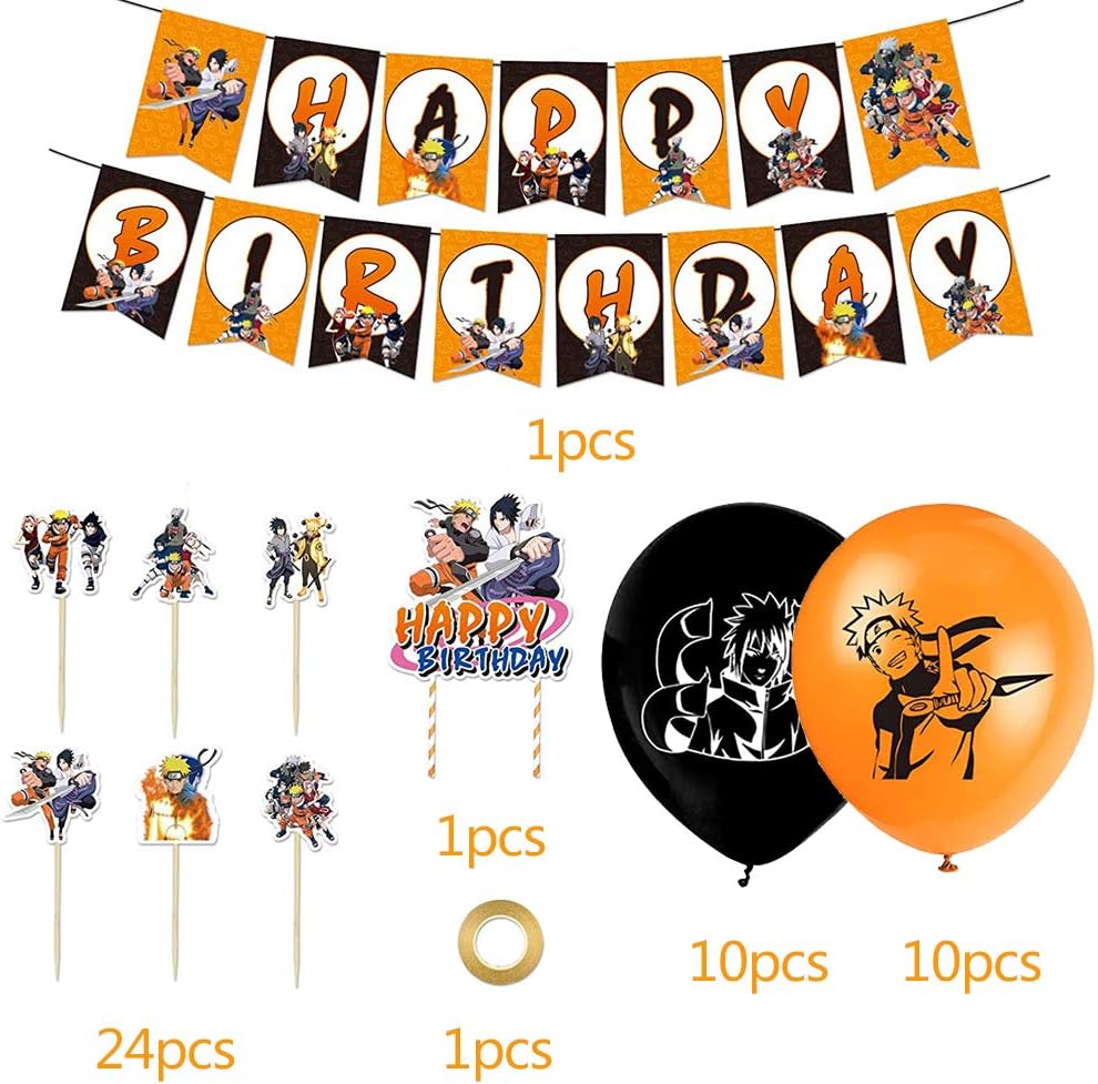 YNOUU Naruto Birthday Party Decorations Supply Set for Kids Teens with ...