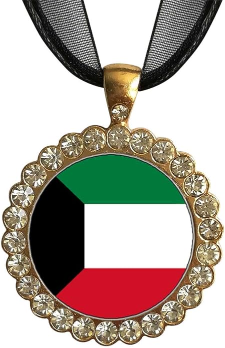 Amazon.com: GiftJewelryShop Gold-Plated Kuwait Flag White Crystal Charm ...