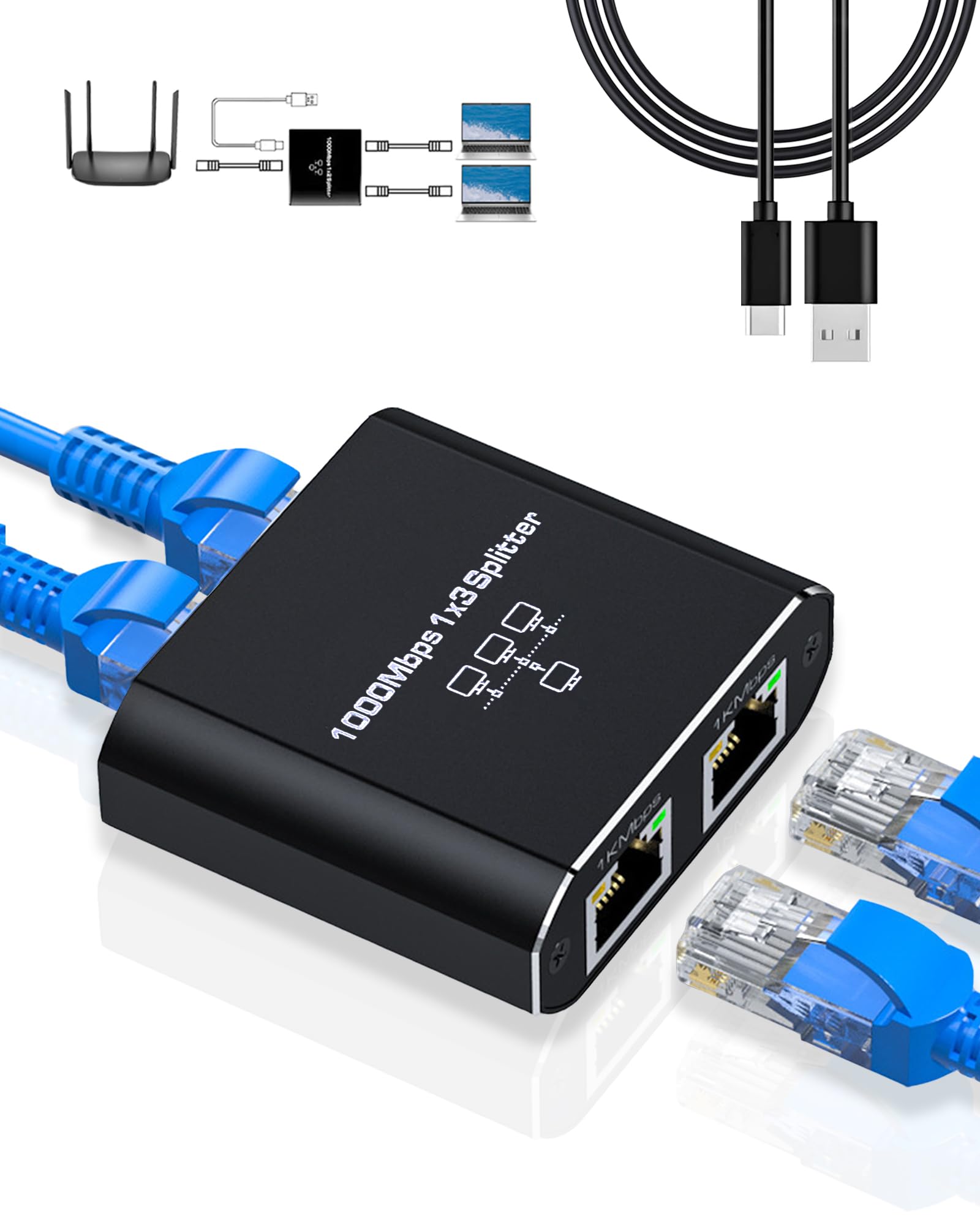 Mua LAN Splitter, LAN Cable, Branching, RJ45, 1000Mbps, 1 Input, 3 ...