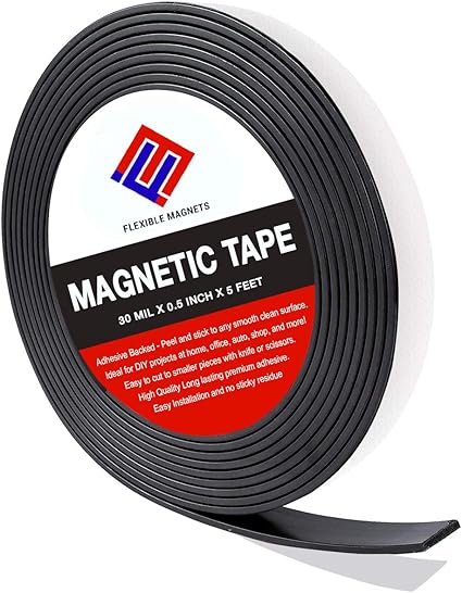 Adhesive Magnetic Strip - Flexible Magnet Tape. 2-inch x 10-feet x 1/16 ...