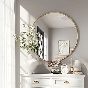 Amazon.com: Barnyard Designs 30 inch Gold Round Mirror, Modern Bathroom ...