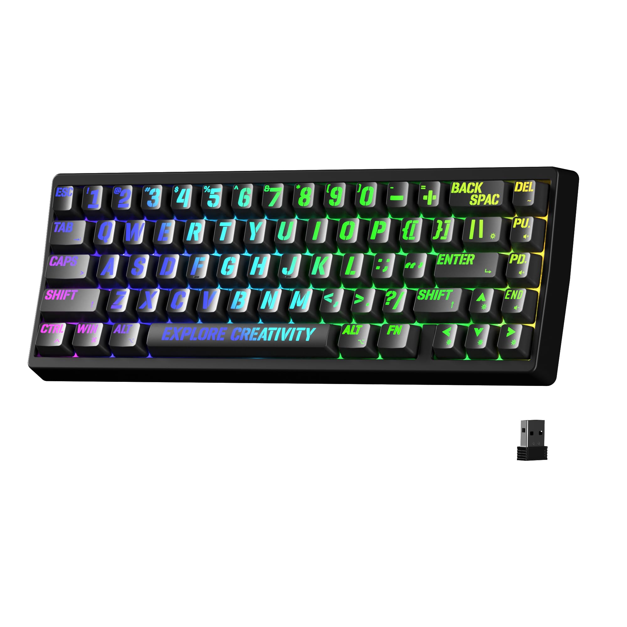 x XVX M67 Wireless 60% Percent Keyboard, QMK/VIA Topographic Gaming ...