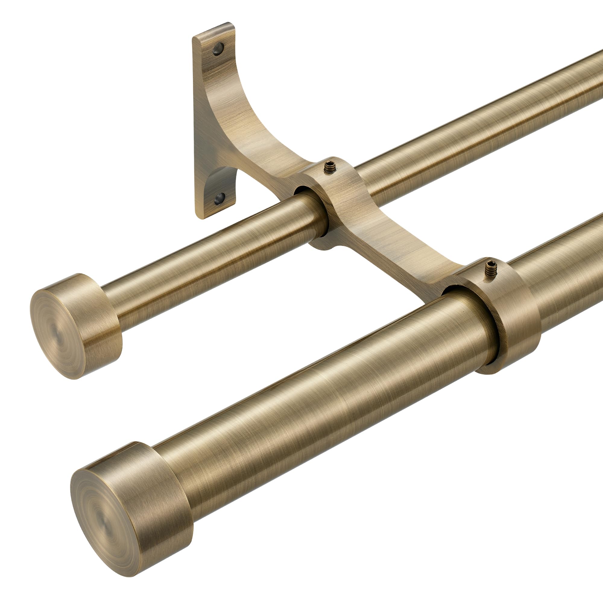 Lwiiom Double Curtain Rods with Aluminum End Cap and Full Surround ...