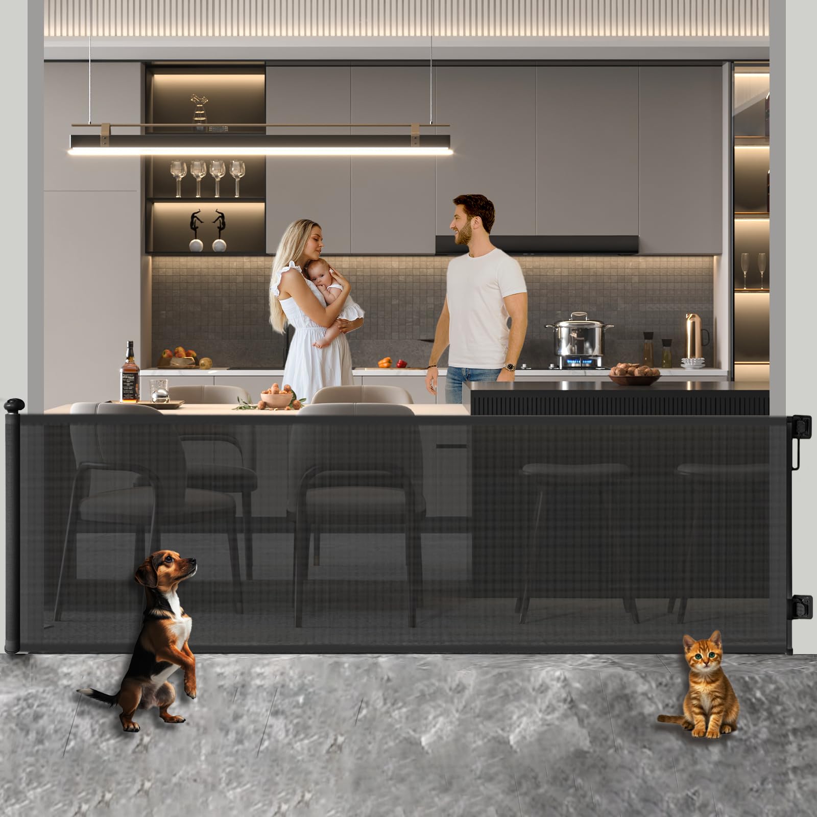 Huafly 138 Inch Retractable Baby Gates Extra Wide, no Drilling Baby ...