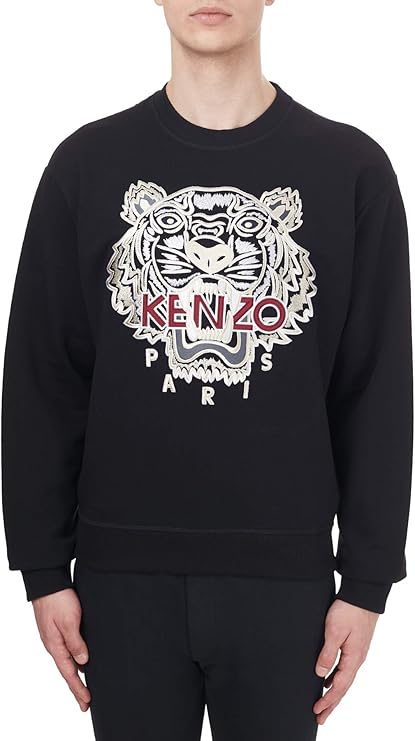 Kenzo - Felpa Tiger da uomo, 100% cotone, taglia aderente, colore: Nero ...