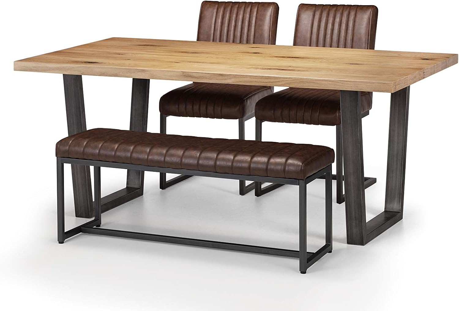 Julian Bowen Brooklyn Dining Table, Upholstered Bench & 2 Chairs, Oak – BigaMart