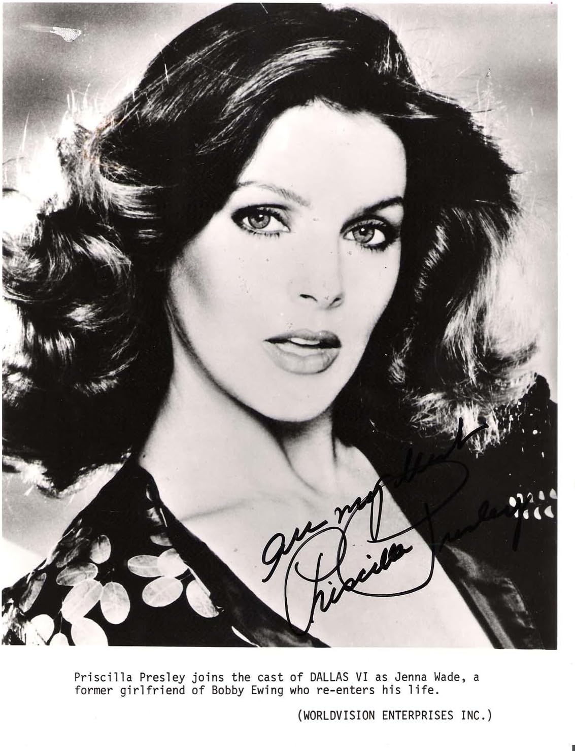 PRISCILLA PRESLEY as JENNA WADE in"DALLAS" Signed 8x10 B/W Photo ...