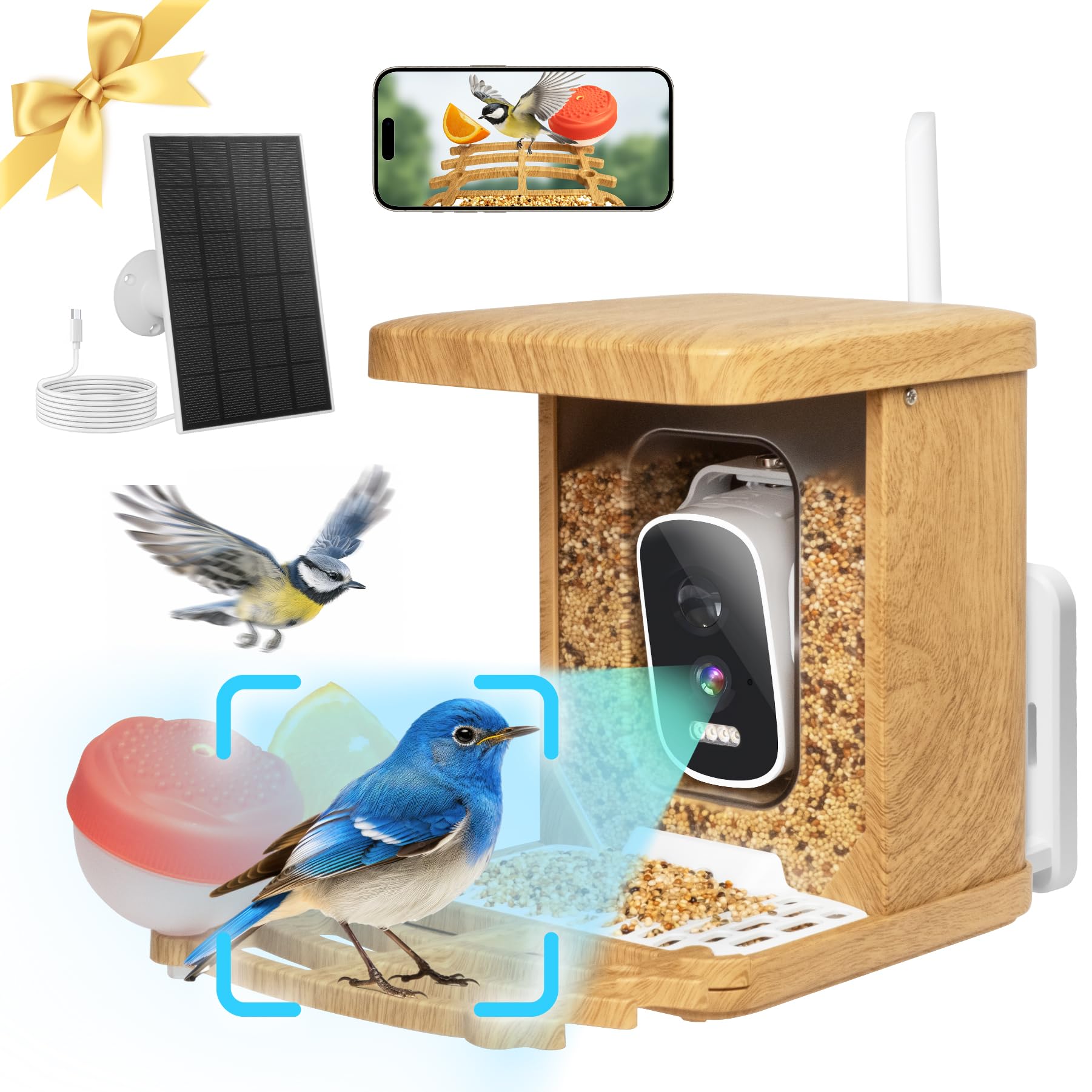 Smart Bird Feeder with Camera,Upgraded AI Identify Bird Species Bird Watching Camera Auto ...