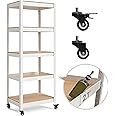 Amazon.com: HOMEDANT House White 5-Tier Metal Rolling Cart Shelf Rack ...