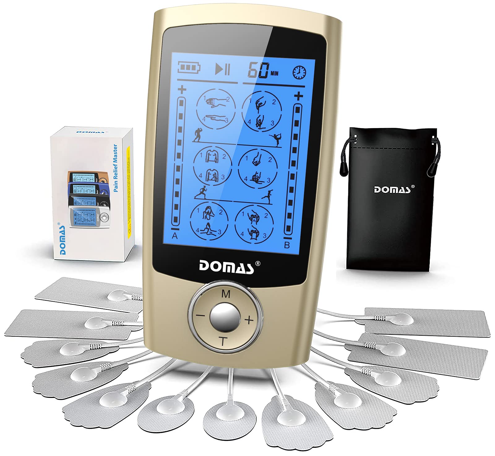 DOMAS TENS Unit Muscle Stimulator, Dual Channel TENS EMS Unit for Pain ...