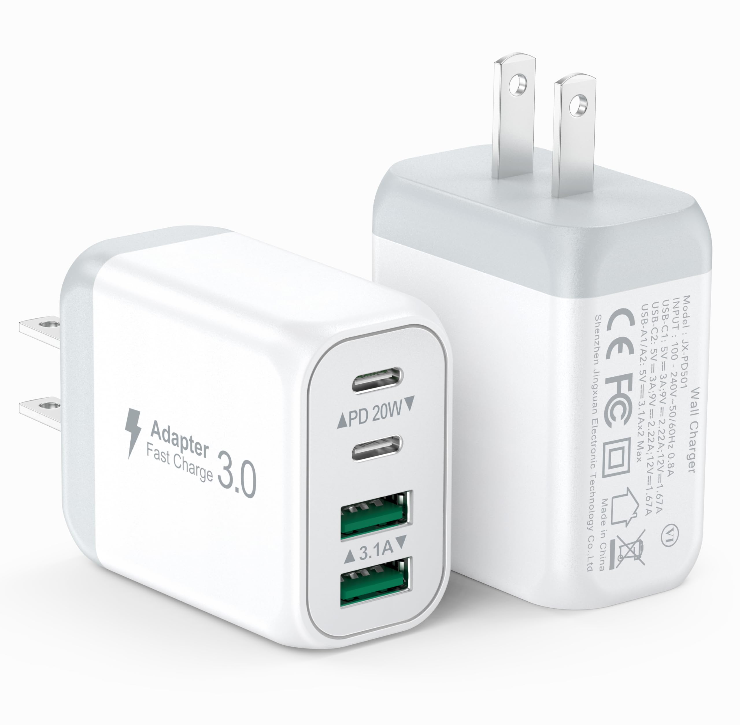 Mua [2-Pack] 40W USB C Wall Plug, 4 Port Fast Charging Block PD 3.0 ...