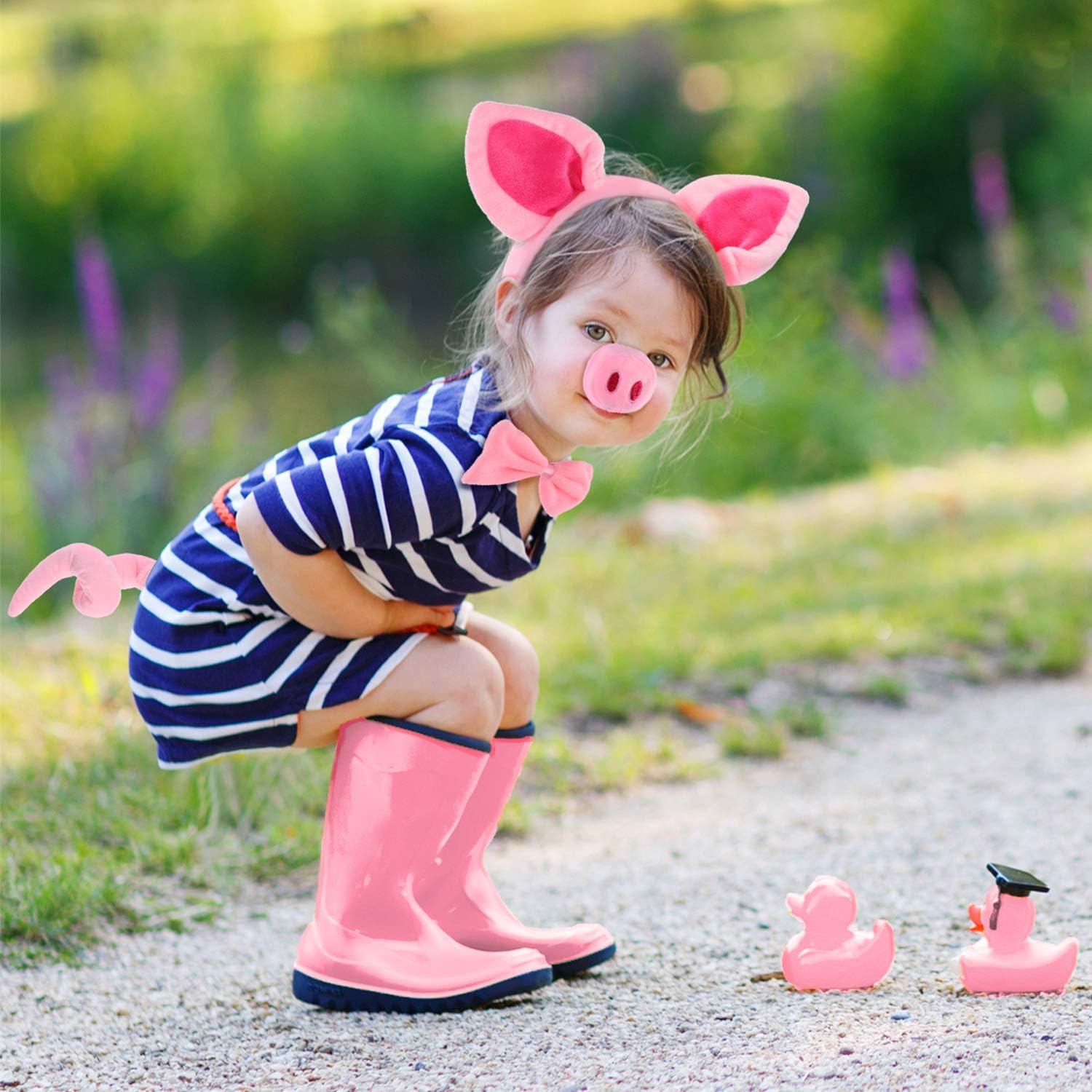 8 Pieces Pig Costume Accessories Set Fancy Pig Ears Headband Nose Tail ...