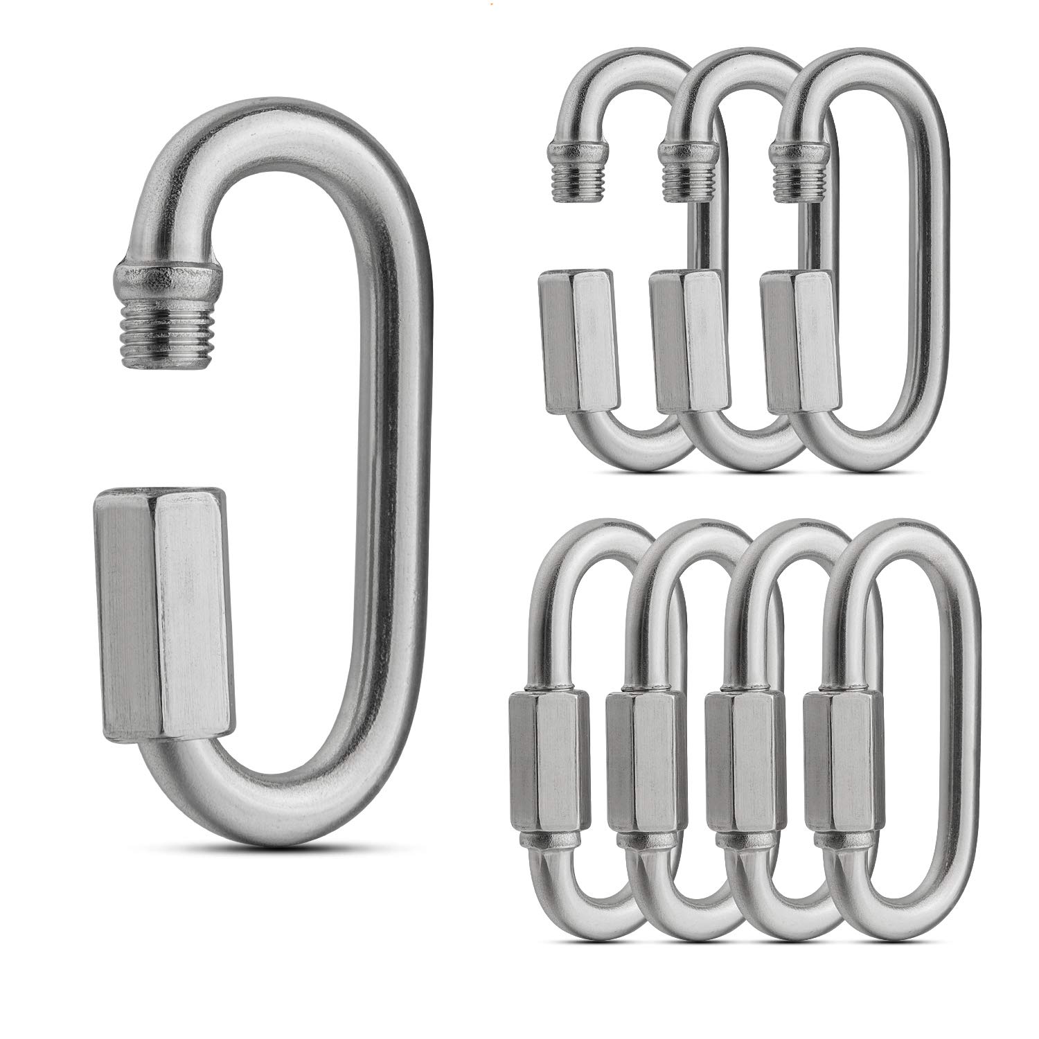 ASelected 8 Pack Threaded Quick Link, Stainless Steel Oval Locking ...