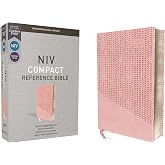 NIV, Compact Center-Column Reference Bible, Leathersoft, Stone, Red ...