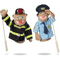 Melissa & Doug Rescue Puppet Set - Police Officer and Firefighter ...