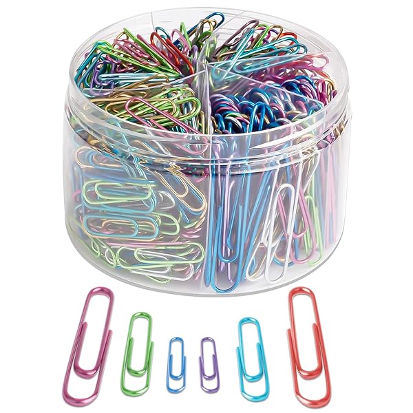 Deoot 500 PCS Assorted Size Paper Clips Smooth & Durable Assorted Color ...