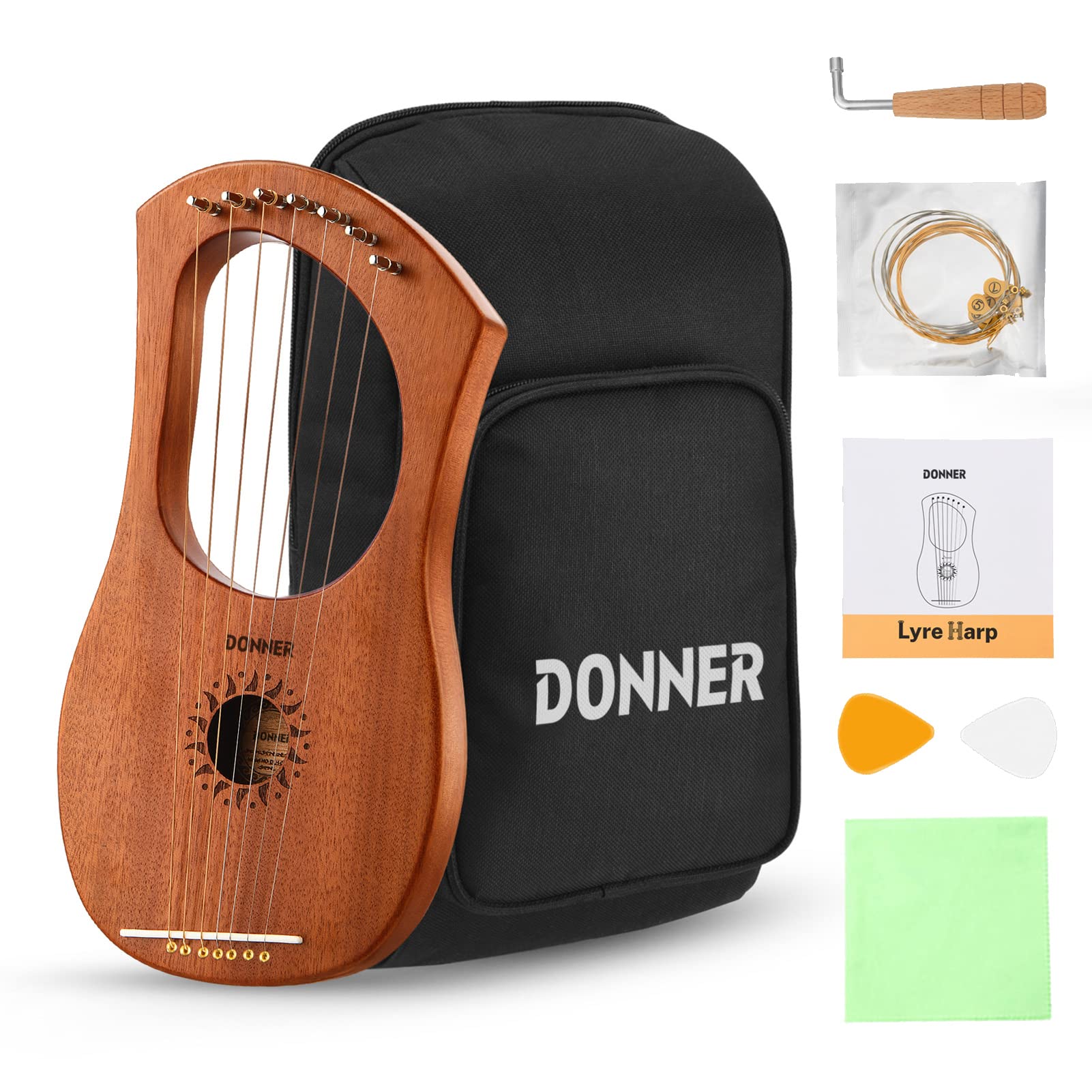 Donner Lyre Harp, 7 Metal Strings, Mahogany Body and Bone Saddle DLH ...
