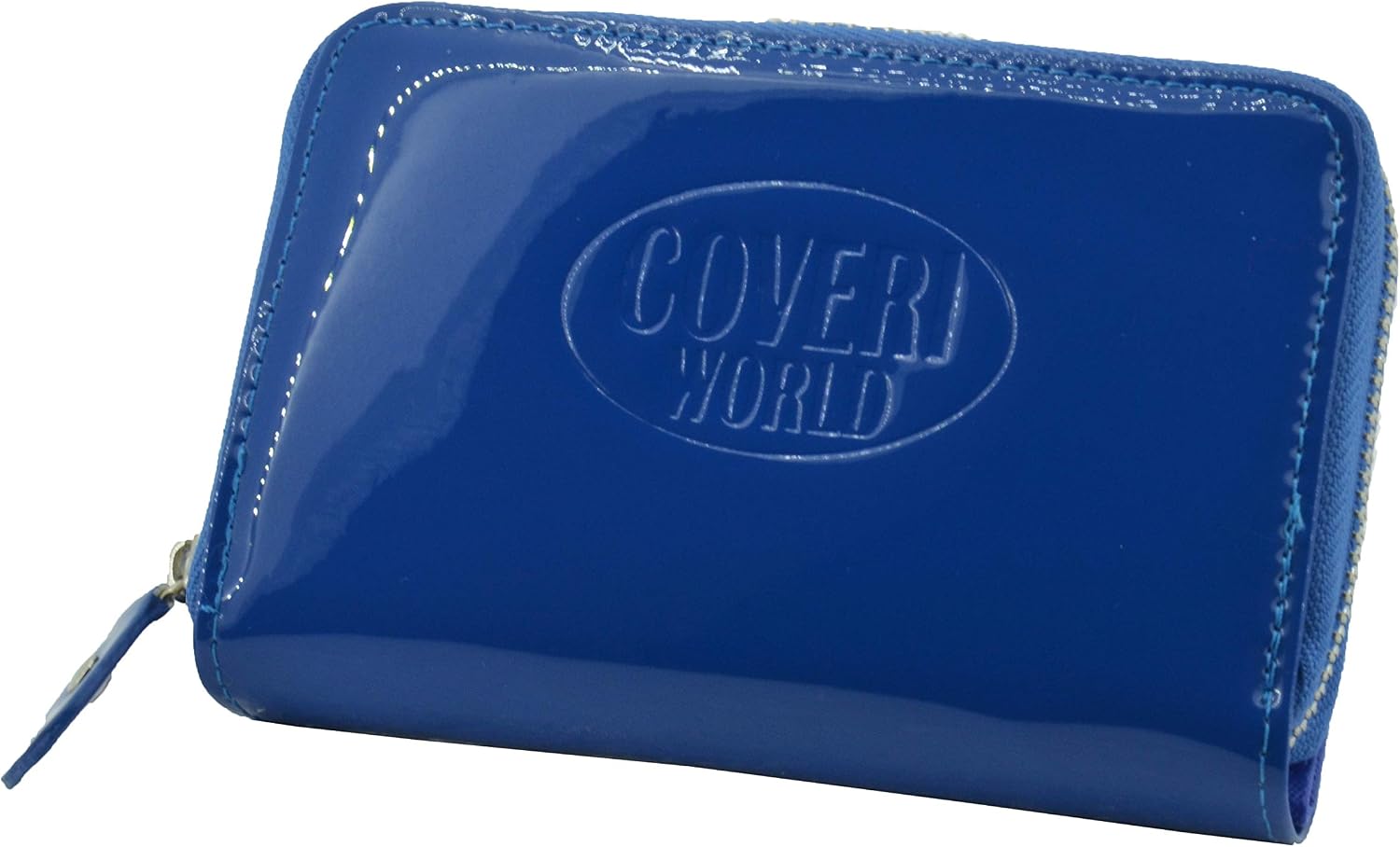 COVERI, Woman small light blue wallet, Faux leather with zipper Shiny ...