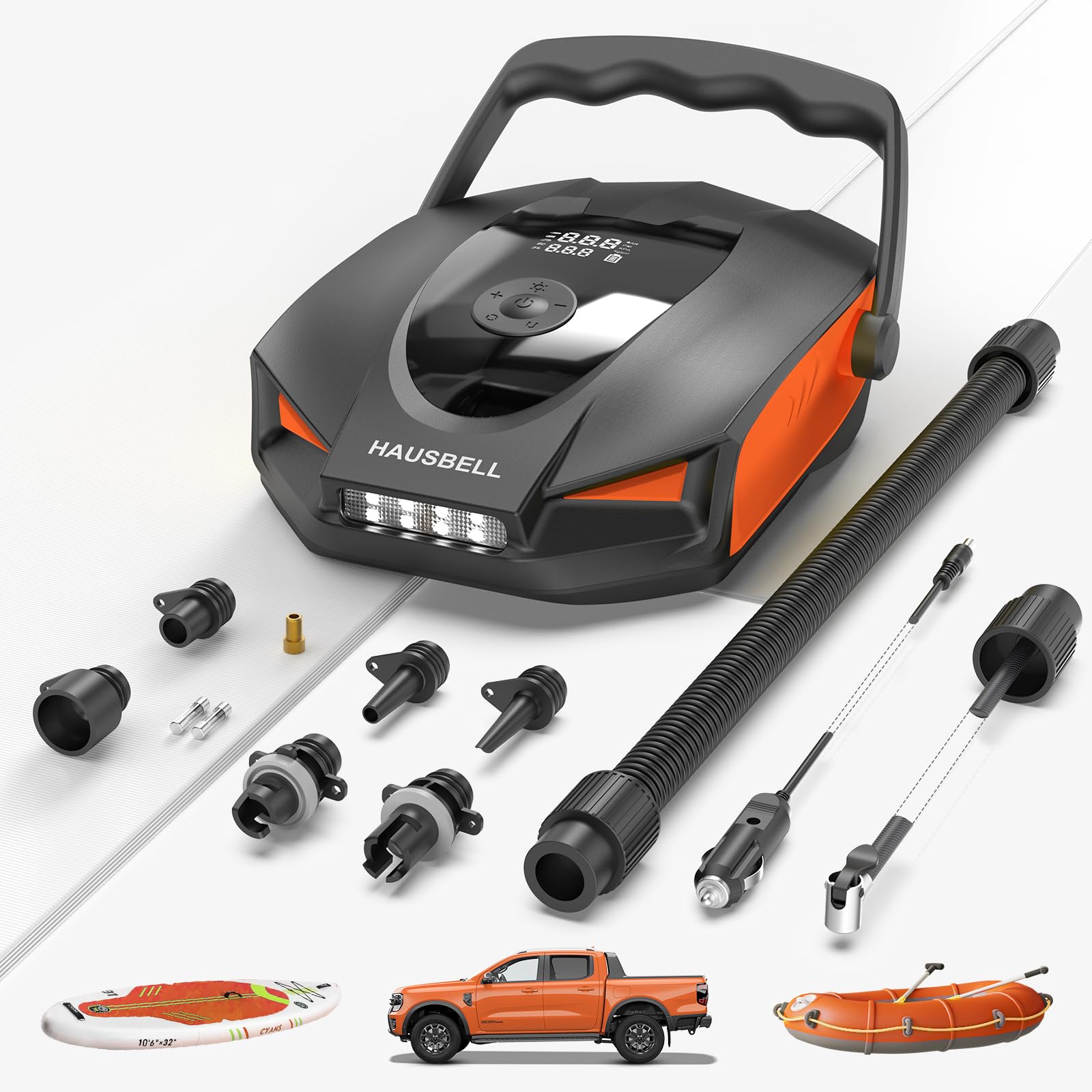 HAUSBELL Portable Paddle Board Pump Electric Inflatable - 8X Speed, 1 ...