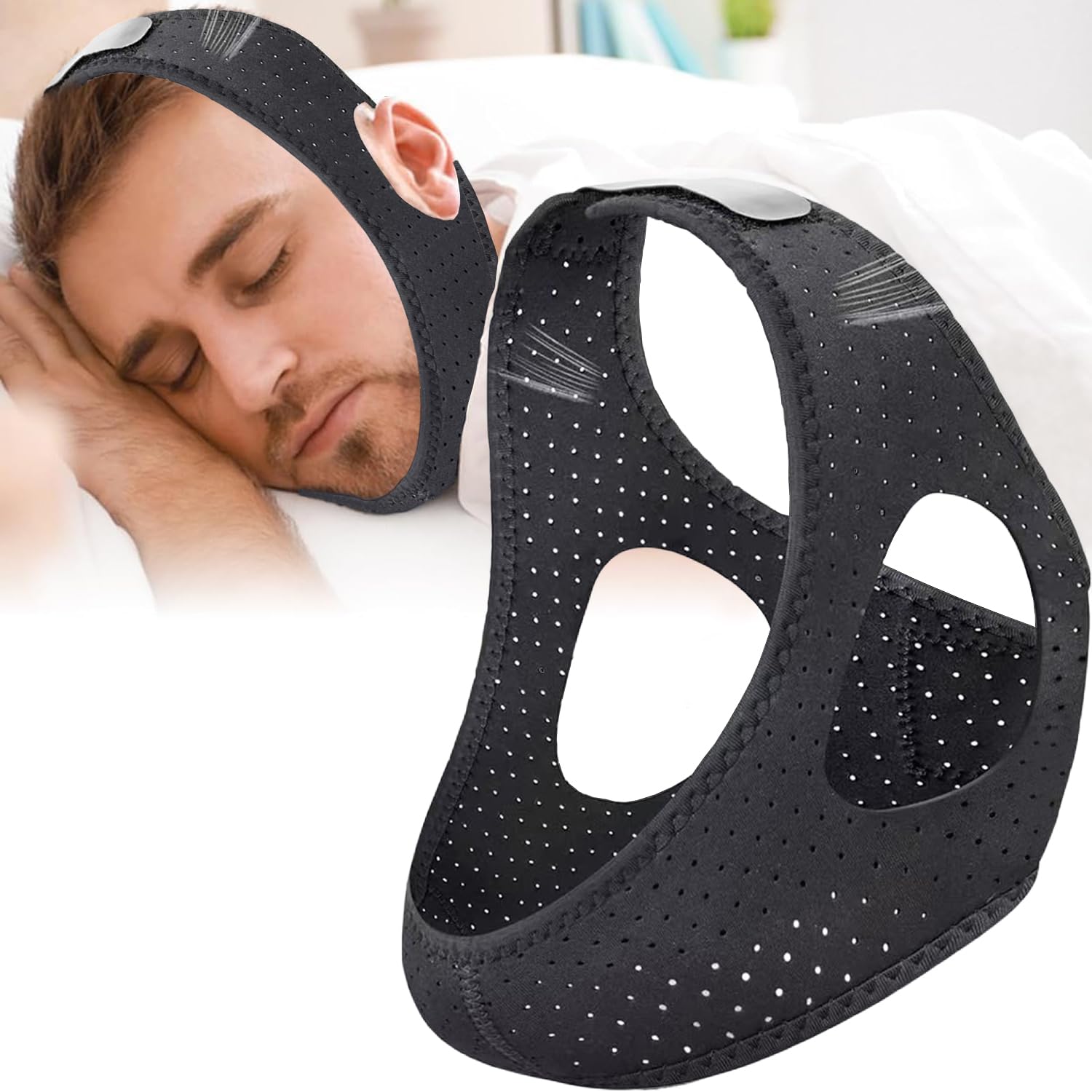 Anti Snoring Chin Strap,Adjustable Chin Strap for CPAP Users,Breathable ...