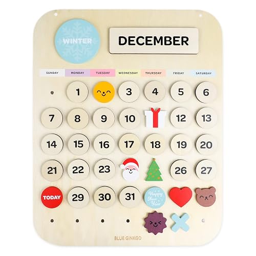 Blue Ginkgo Wooden Kids Calendar – Perpetual Montessori Learning ...