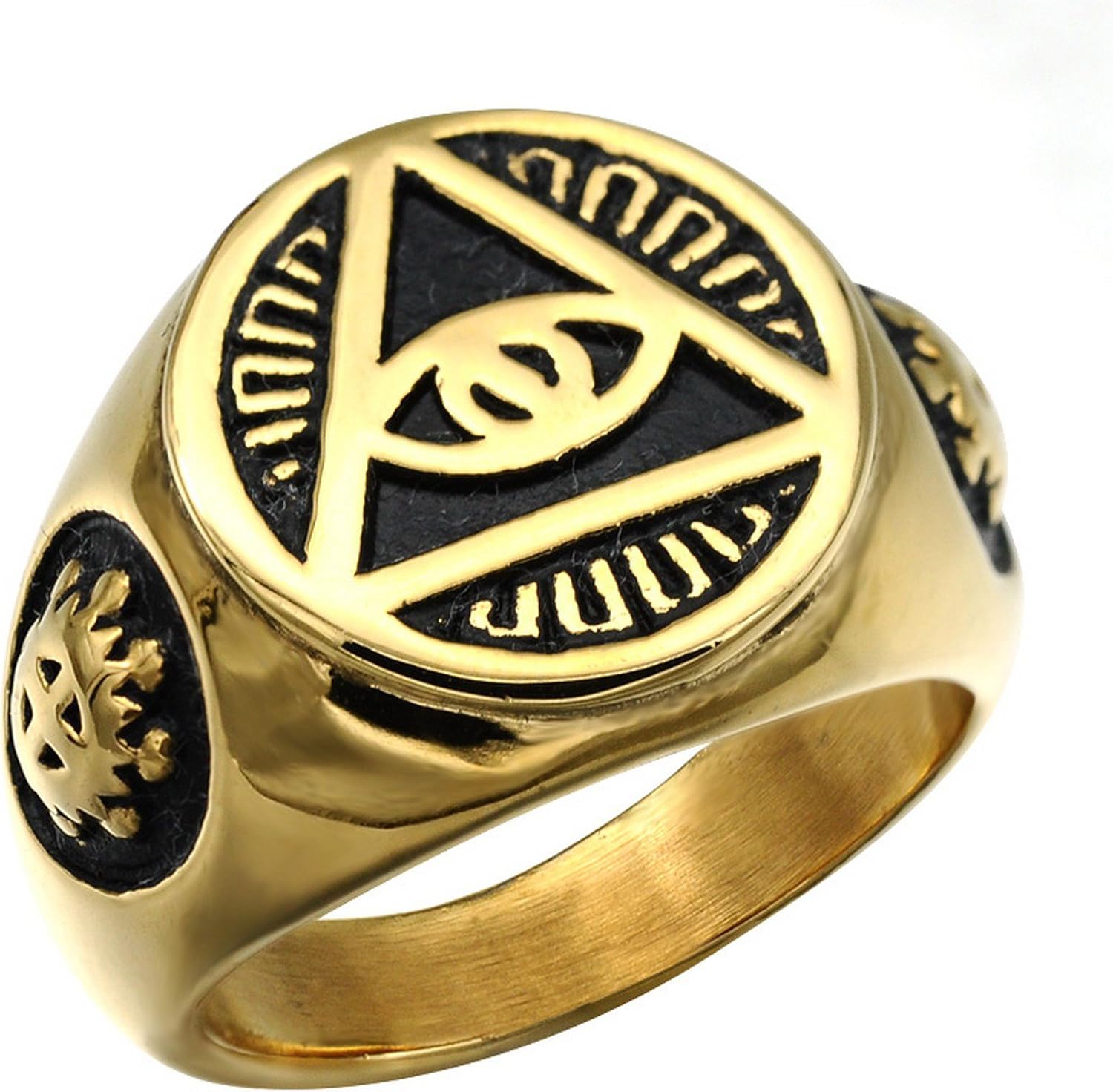 Amazon.com: Cherryn Punk Gold Color Titanium Stainless Steel Illuminati ...