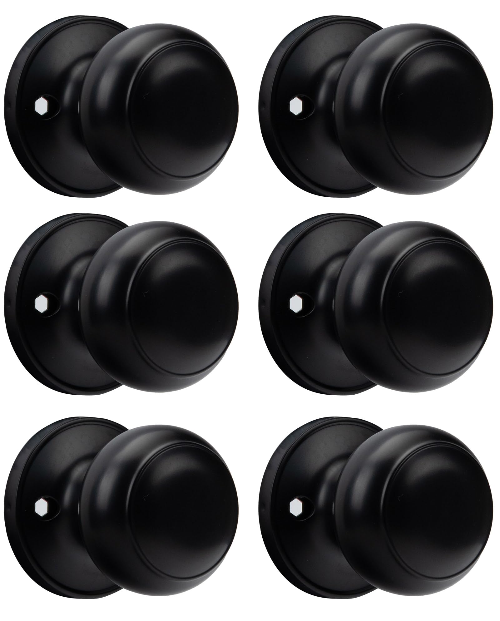 goldenwarm 6 Pack Matte Black Dummy Door Knobs, Inactive Half Dummy ...