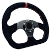 13" Red Stripe Sim Racing Steering Wheel Suede Leather D-Shaped Race ...