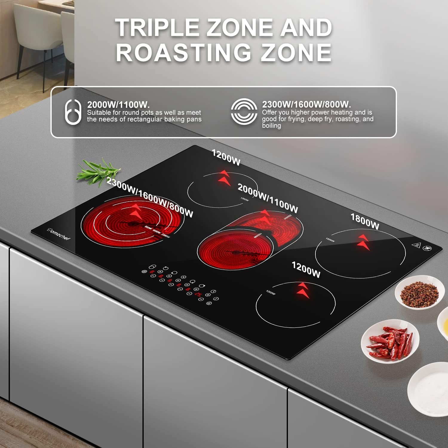 Mua 30 Inch Cooktop,AMZCHEF Electric Cooktop Built-in Electric Burner ...