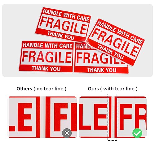 Fragile Shipping Labels 2000 'Handle With Care' Fragile Labels – 3x5 ...