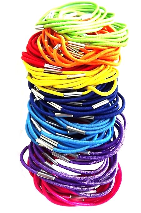 100 Coloured Thin Hair Elastics IN8710: Amazon.co.uk: Beauty