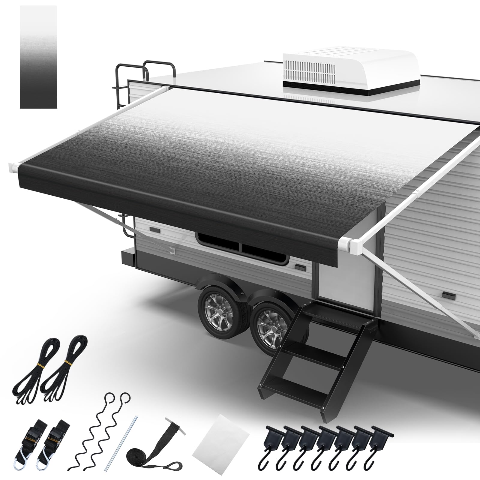 Fonzier RV Awning Fabric Replacement, 19.5oz Heavy Duty Vinyl, with Tie ...