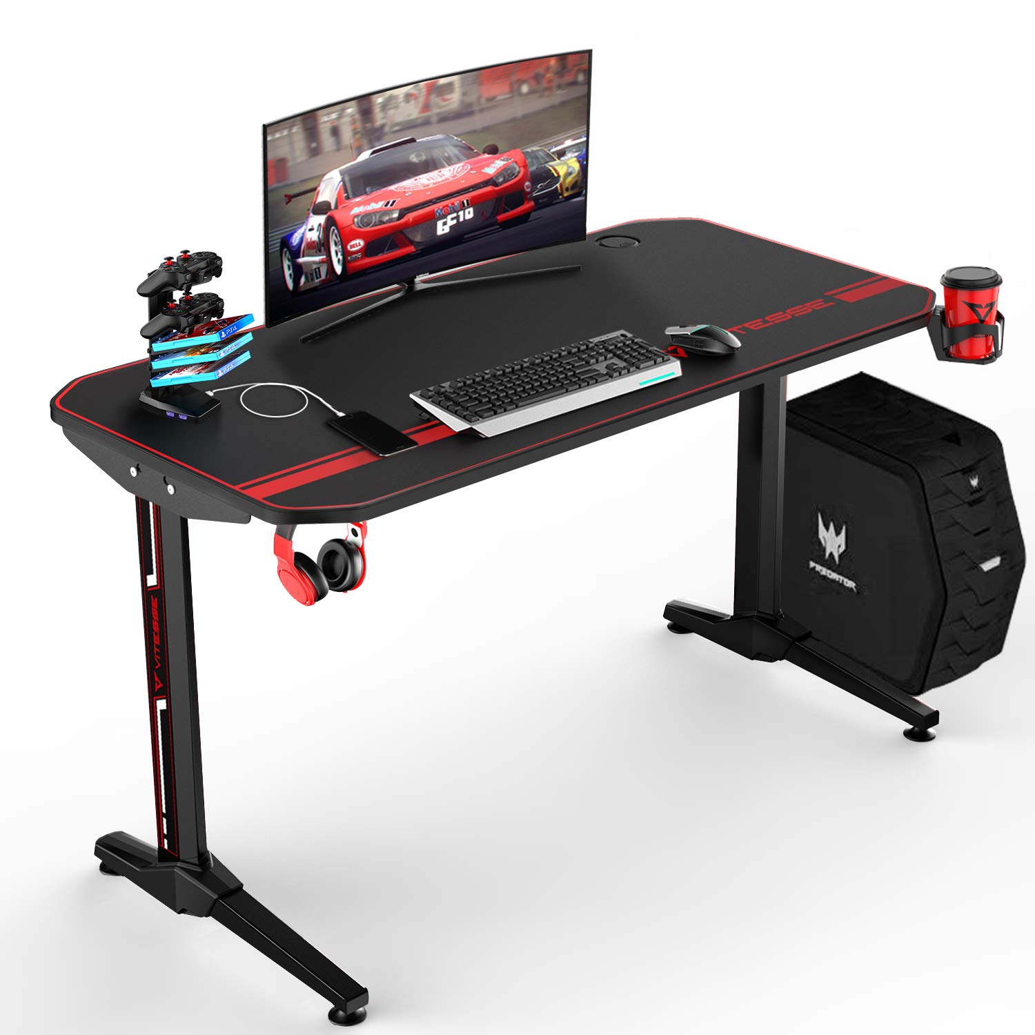 VIT Gaming Desk, 44 inch Ergonomic Gaming Desk with USB Gaming Handle ...