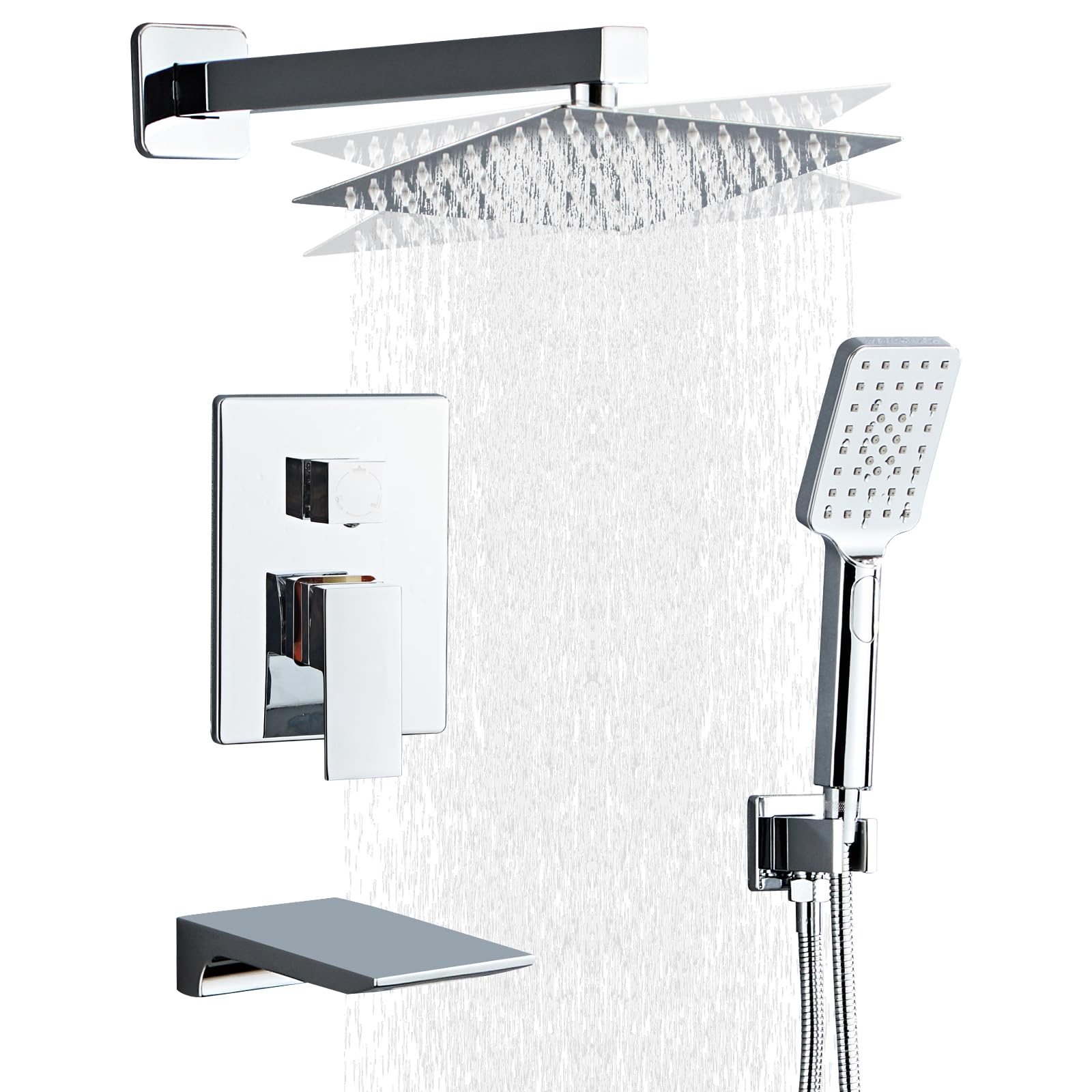 Rainfall Shower System Matte silvery with High Pressure 8 inch Shower ...