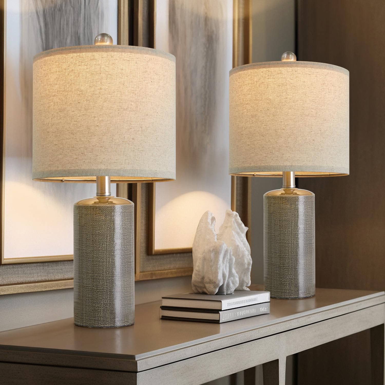 G-SAFAVA 20.25" Small Table Lamps Set of 2 Modern Ceramic Lamps for ...