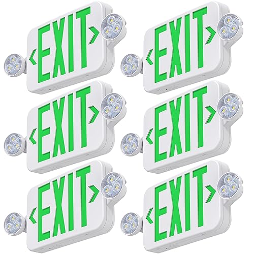 Led Exit Sign Emergency Light Combo Adjustable Two Head,Double Sided ...
