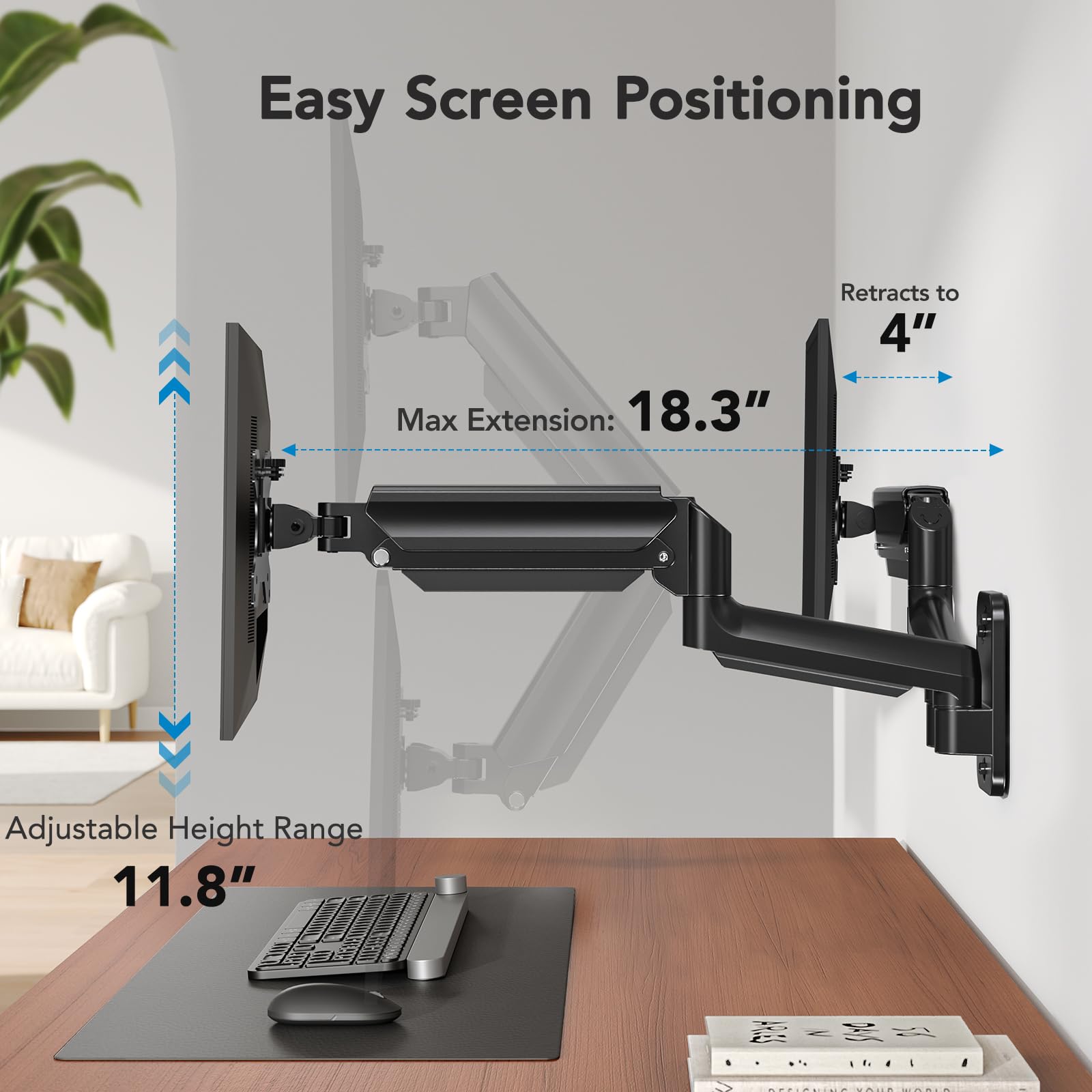Mua HUANUO Dual Monitor Wall Mount for 17-32 Inch Screens - Height ...