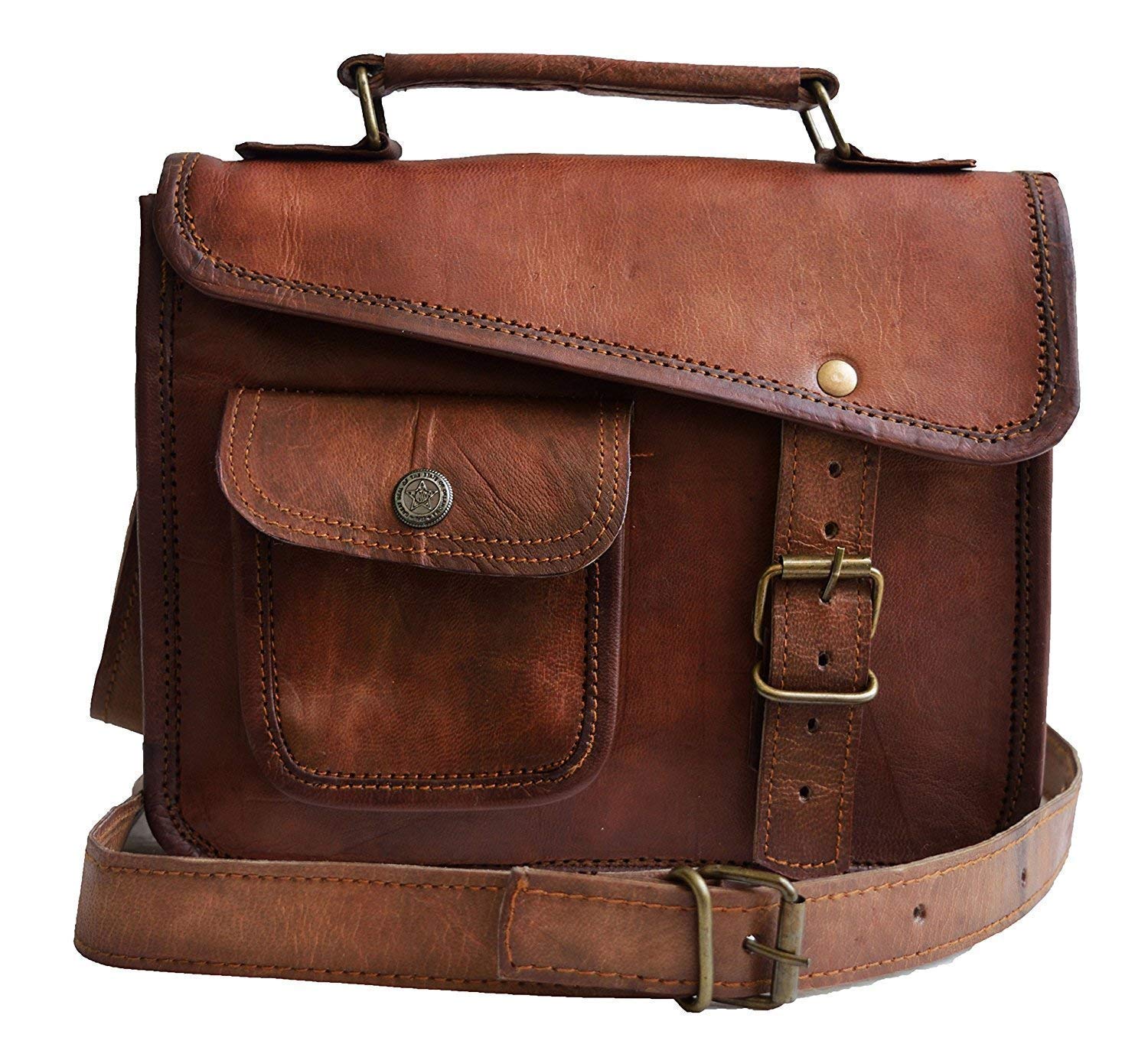 Jaald Stylish Men s Genuine Distressed Leather Brown Shoulder Jaald Stylish Men s Genuine Distressed Leather Brown Shoulder