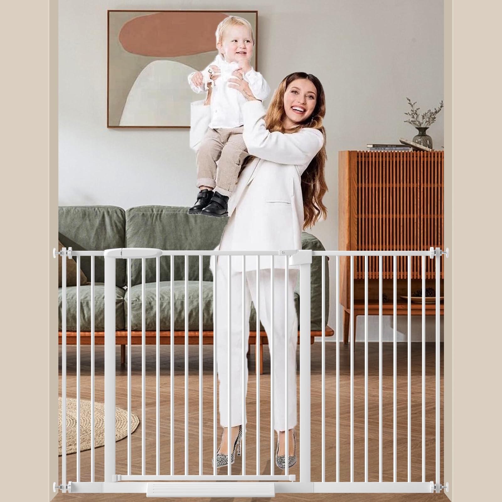 DEARBB Extra Wide Baby Gate Ultra Narrow Spacing 30.11-77.36" Pressure ...