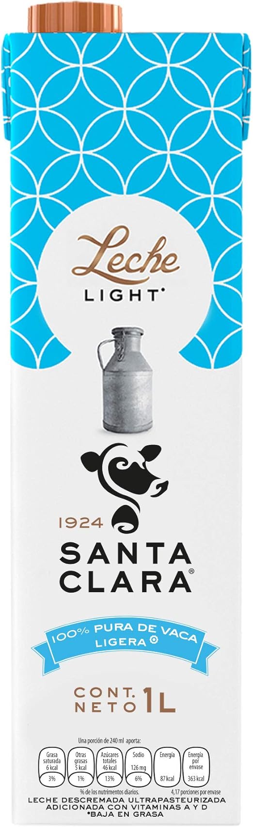 Santa Clara Leche Light 1 Litro, Paquete de 12: Amazon.com.mx ...