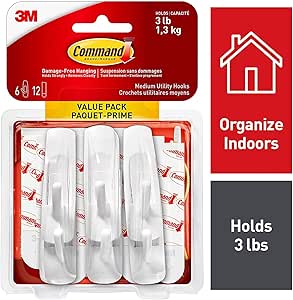 Command Utility Hooks Value Pack, Adhesive Hooks, Medium, 6 Wall Hooks ...