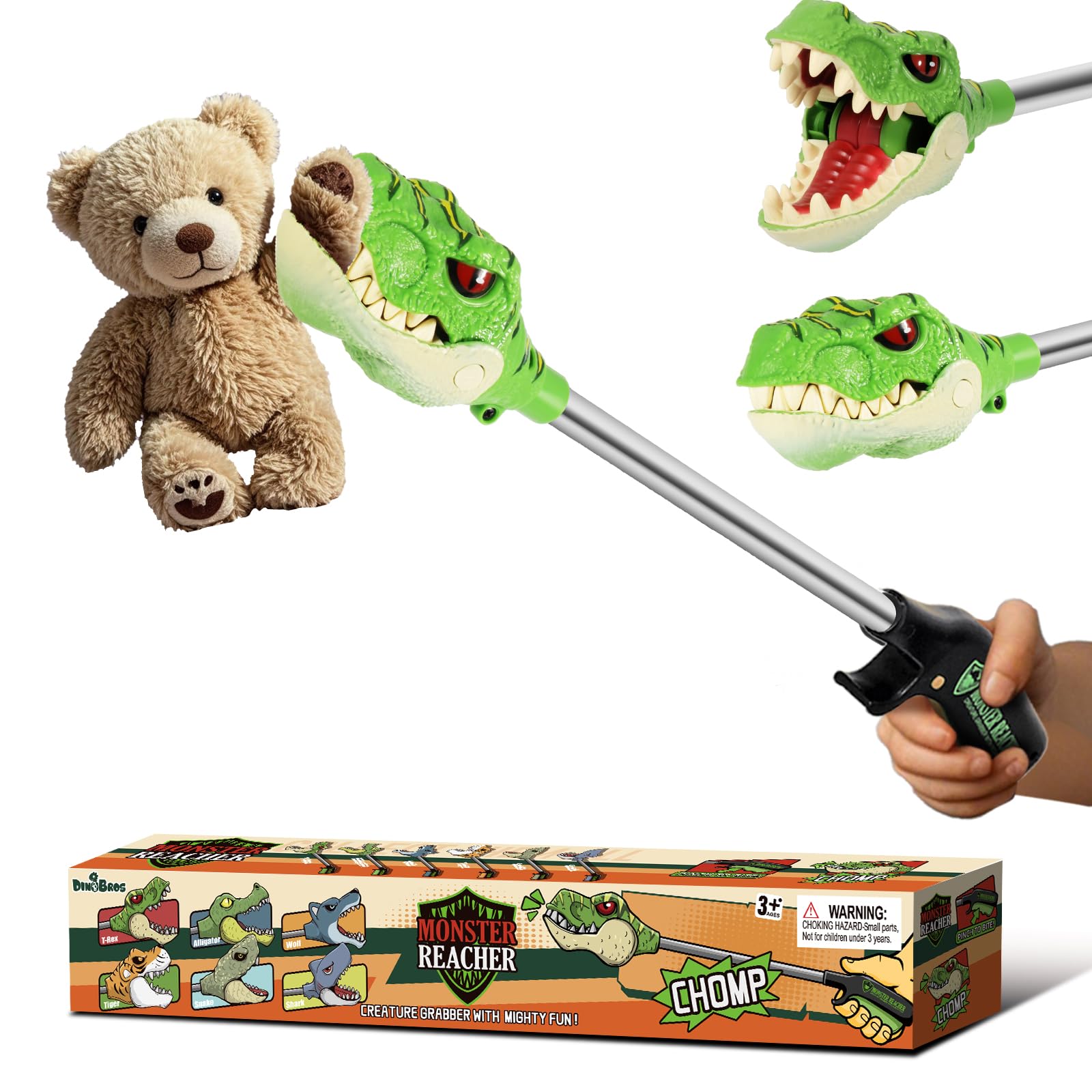 DINOBROS Dinosaur Grabber Toy,16 Inches Interactive Dino Claw Reacher ...